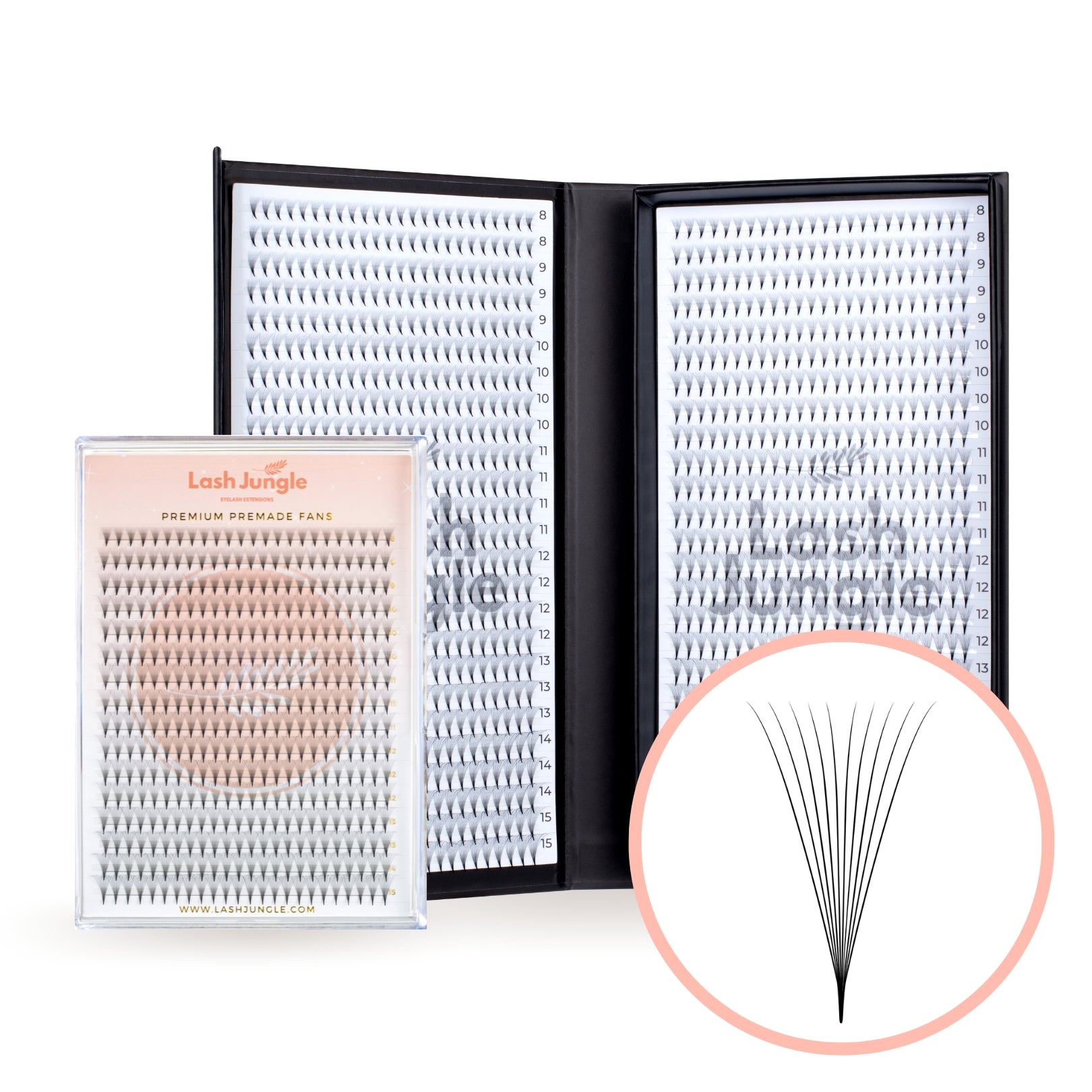 10D Premade Volume Fans Ultra Dark Pointy Stem – Lash Jungle